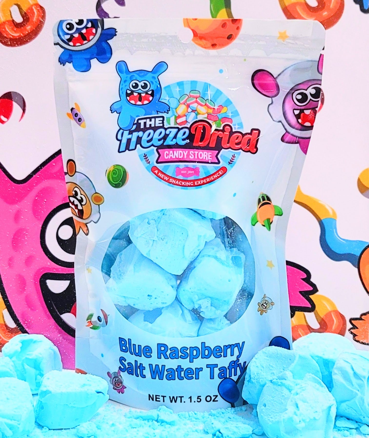 Freeze Dried Candy - Freeze Dried Blue Raspberry Salt Water Taffy – The ...
