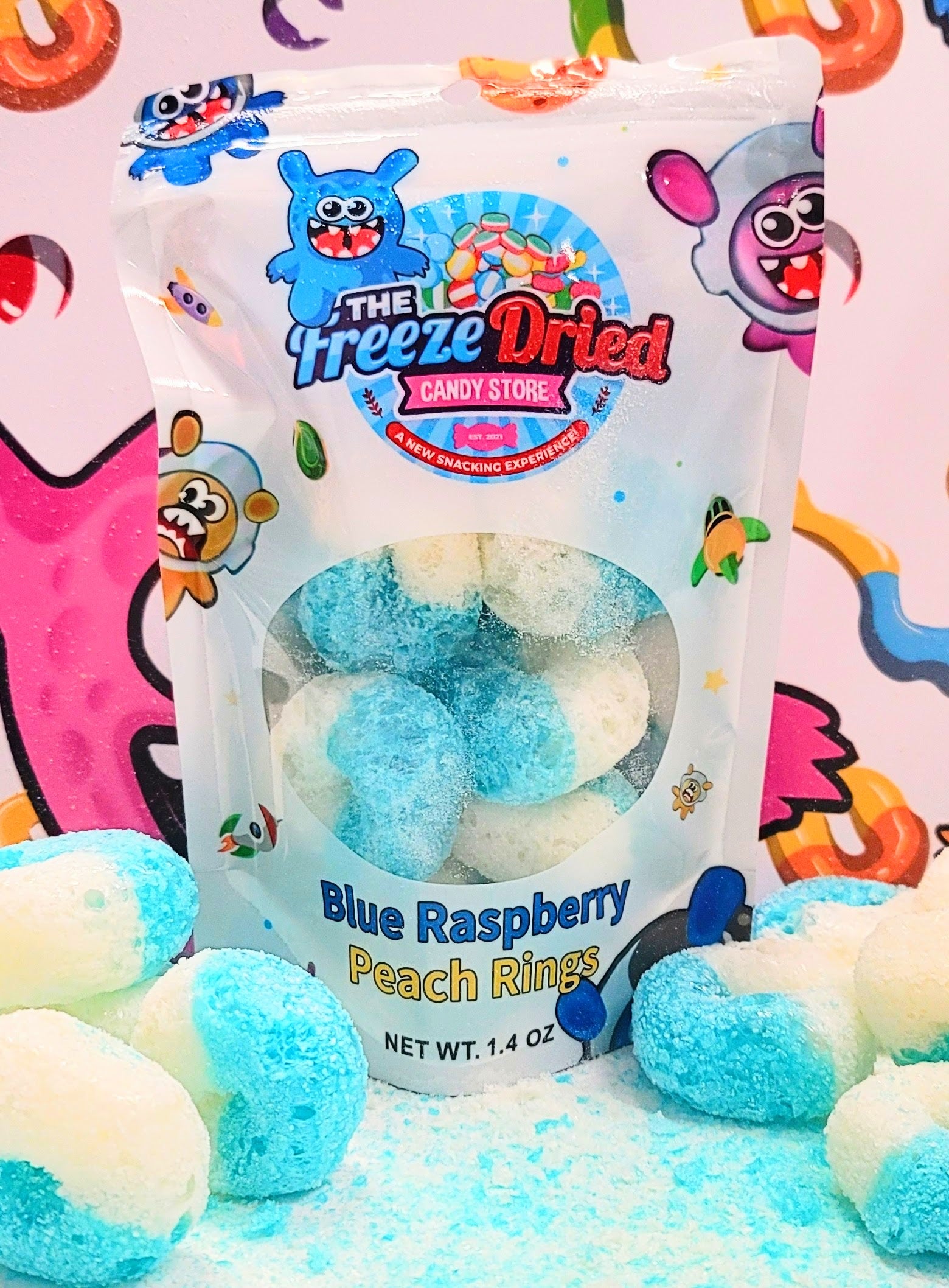 Freeze Dried Candy - Freeze Dried Blue Raspberry Peach Rings – The ...