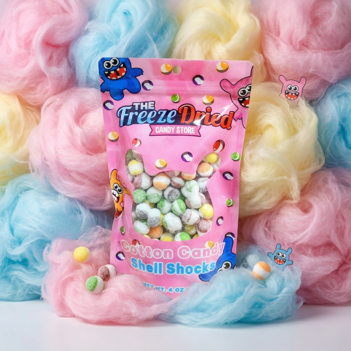Cotton Candy Shell Shocks - Freeze Dried Cotton Candy - 4 Ounces – The ...
